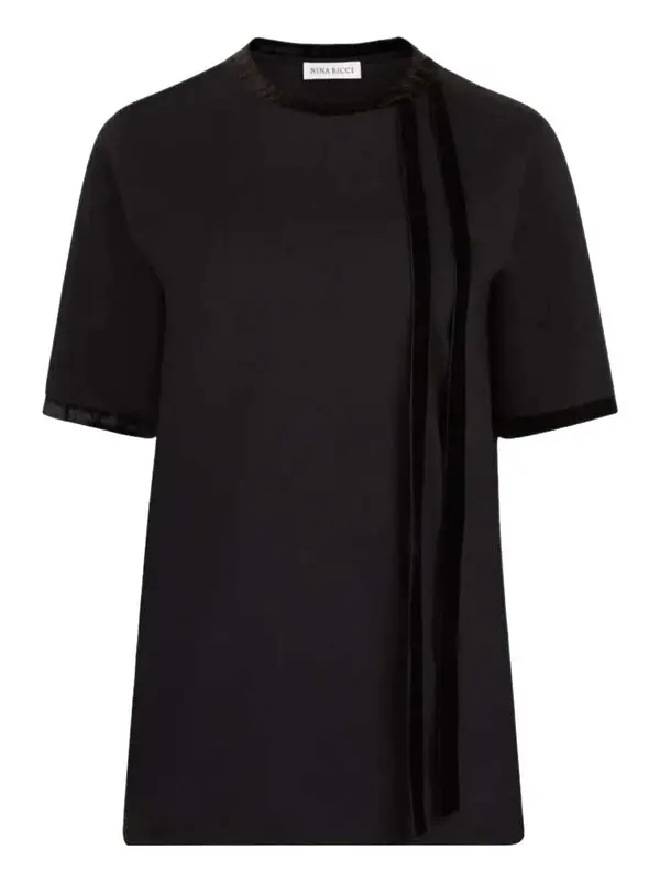 Nina Ricci Velvet Bow T-shirt - Black