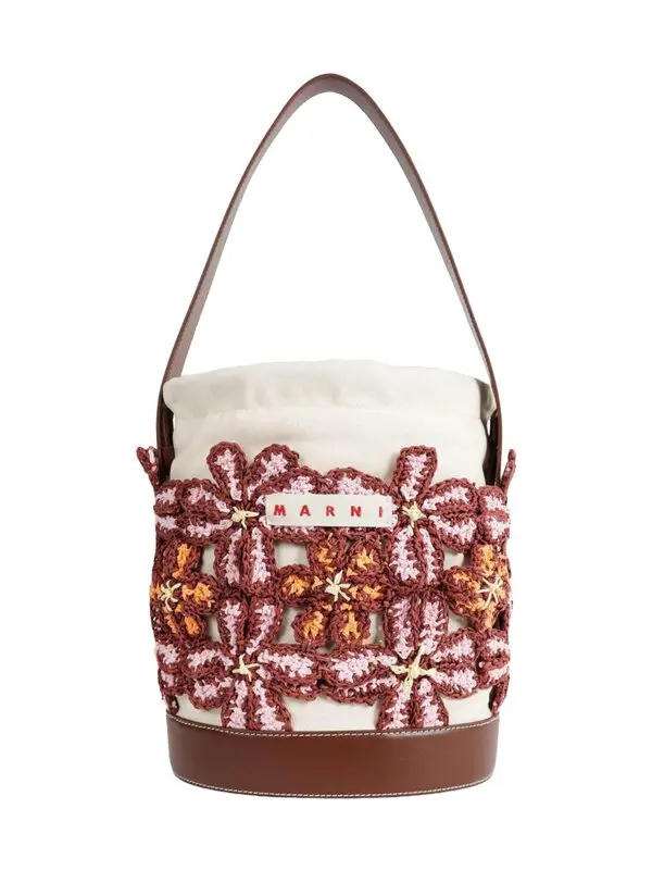 Marni Crochet Bucket Shoulder Bag - Red