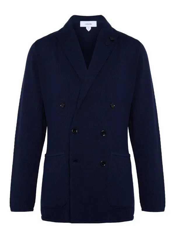 LARDINI Double Breasted Knit Jacket - Black