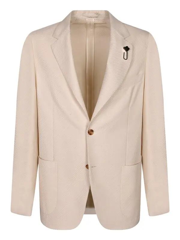 LARDINI Textured Single-breasted Blazer - Nude