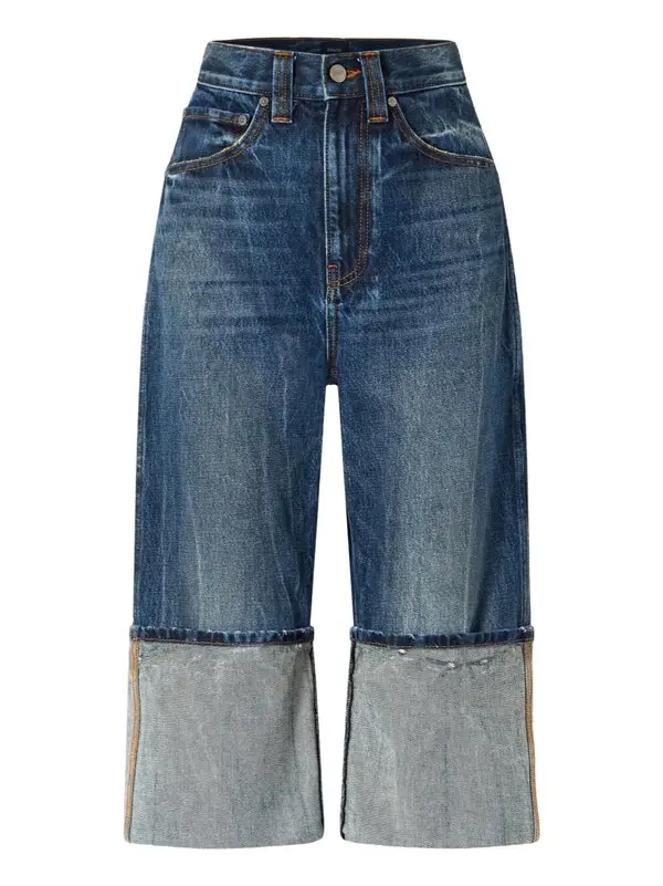 Khaite Lykens Cuffed Wide-leg Jeans - Medium Denim Blue