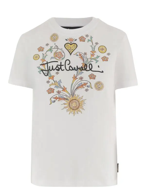 Just Cavalli Floral-print Crewneck T-shirt - White