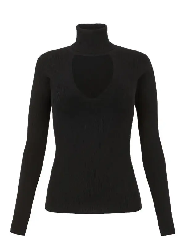 P.a.r.o.s.h Cut-out Ribbed Wool Turtleneck Sweater - Black