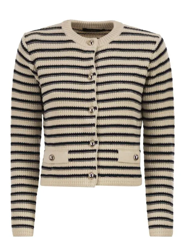 Max Mara Striped Button Cardigan - Nude