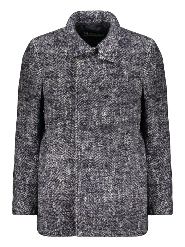 Herno Textured Double-breasted Coat - Blue