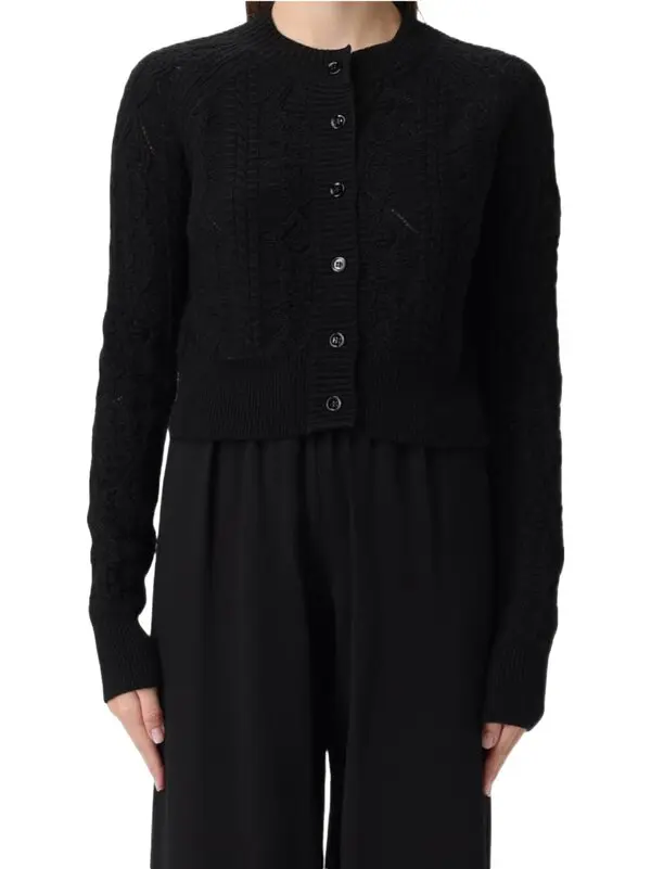 Ermanno Scervino Round Neck Long Sleeve Cardigan - Black