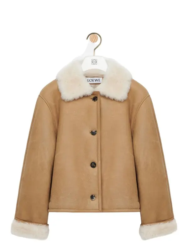 Loewe Shearling Trimmed Button-up Jacket - Nude