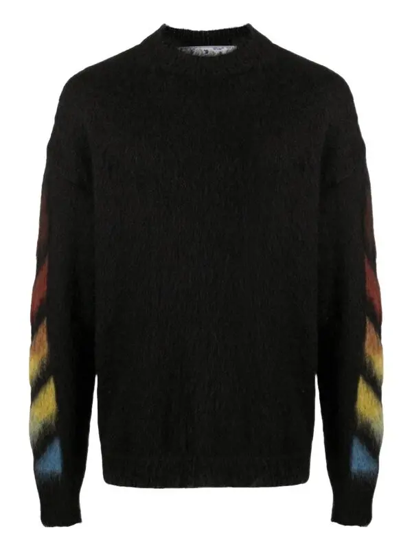 Off-White Diagonal Arrow Intarsia Knit Jumper - Black