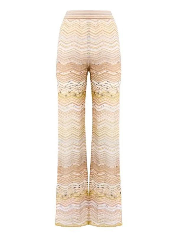 Missoni Chevron Sequin-embellished Wide-leg Trousers - Greenish-brown