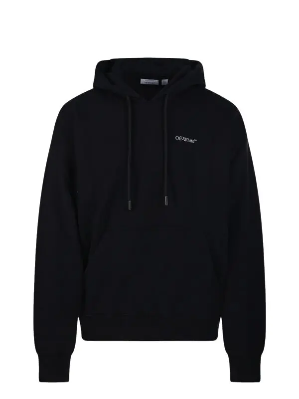 Off-White Logo Print Drawstring Hoodie - Black
