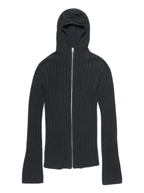 Acne Studios Zip-up Hooded Cardigan - Dark Hemp Gray