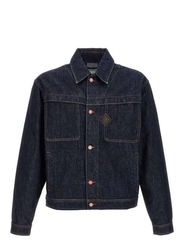 Casablanca Embroidered Logo Denim Jacket - Black