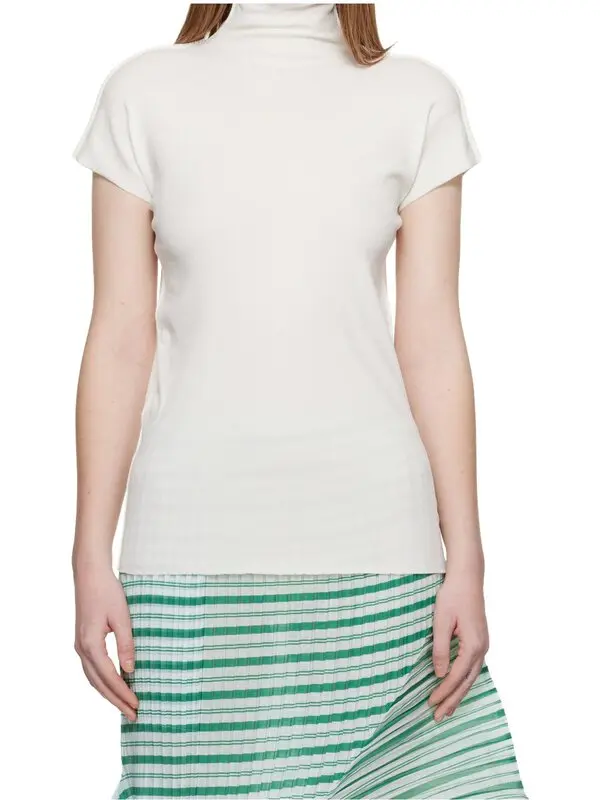 Issey Miyake High-neck Cap Sleeve Knit Sweater - No