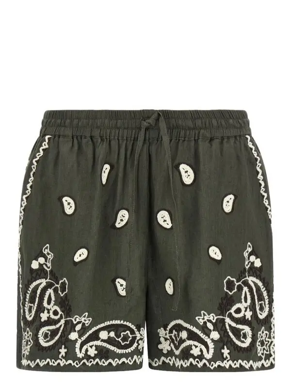 P.a.r.o.s.h Embroidered Linen Shorts - Black