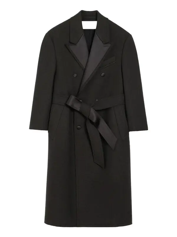 Ami Long-sleeved Belted Coat - Charcoal-grey