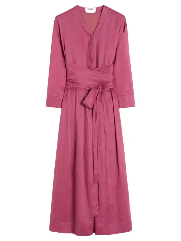 Max Mara Camilla V-neck Belted Midi Shirt Dress - Cyclamen