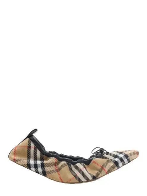 Burberry Check Fawn Ballerinas - Sand Beige