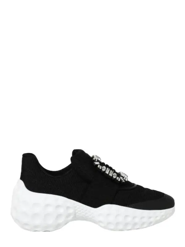 ROGER VIVIER Viv' Run Embellished Buckle Sneakers - Black