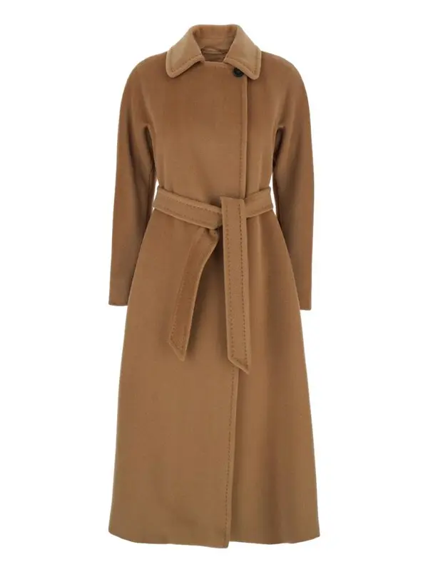 Max Mara Belted Collared Coat - Camel