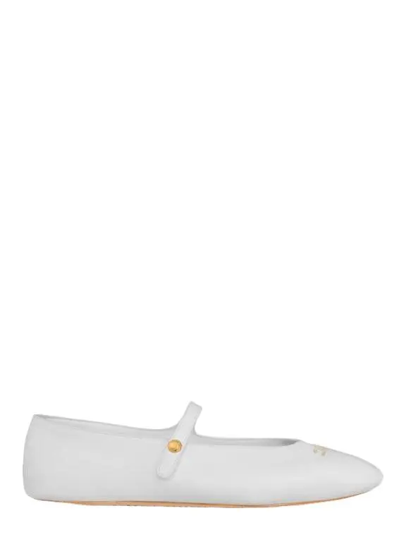 Celine Ballerina Flats In Lambskin - Ultra White