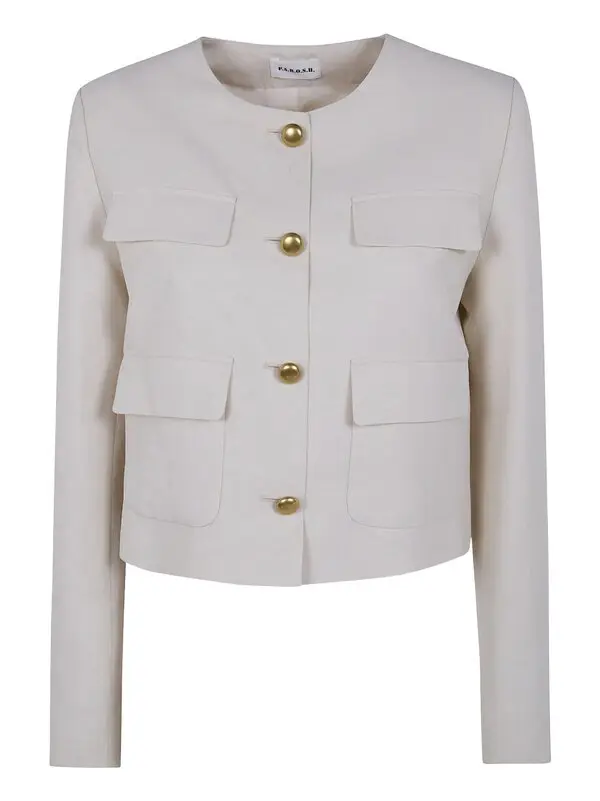 P.a.r.o.s.h Cropped Button-pocket Jacket - Gray