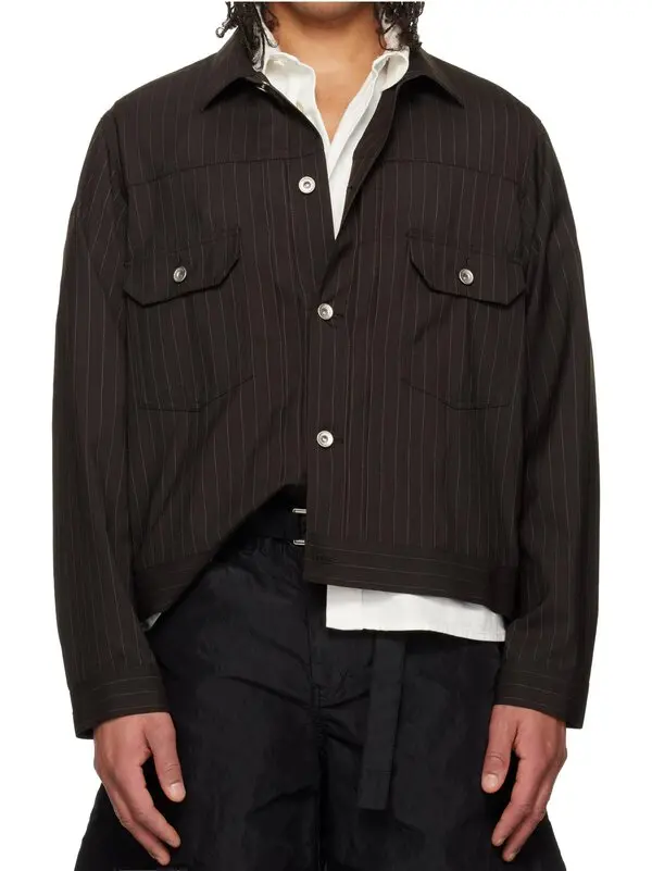 Sacai Striped Casual Jacket - Black
