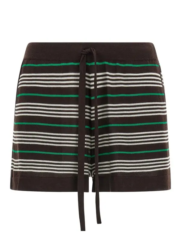 P.a.r.o.s.h Striped Knit Shorts With Drawstring Waist - Brown