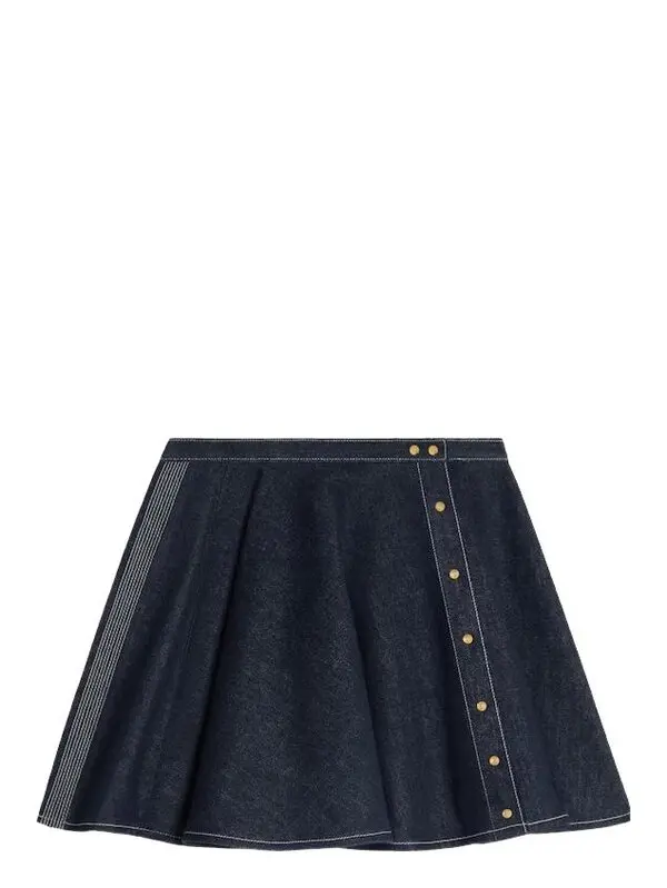 Celine Peplum Skirt In Lightweight Cotton Denim - Black