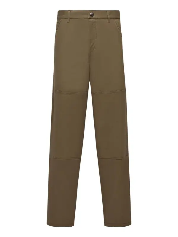 Moncler Cotton Gabardine Trousers - Olive Green