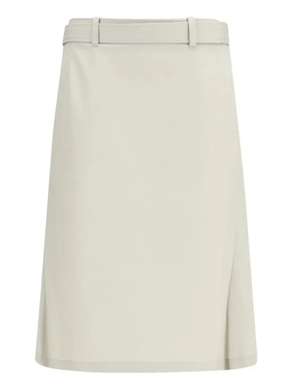 RIER Cotton A-line Skirt With Belted Waist - Light Gray