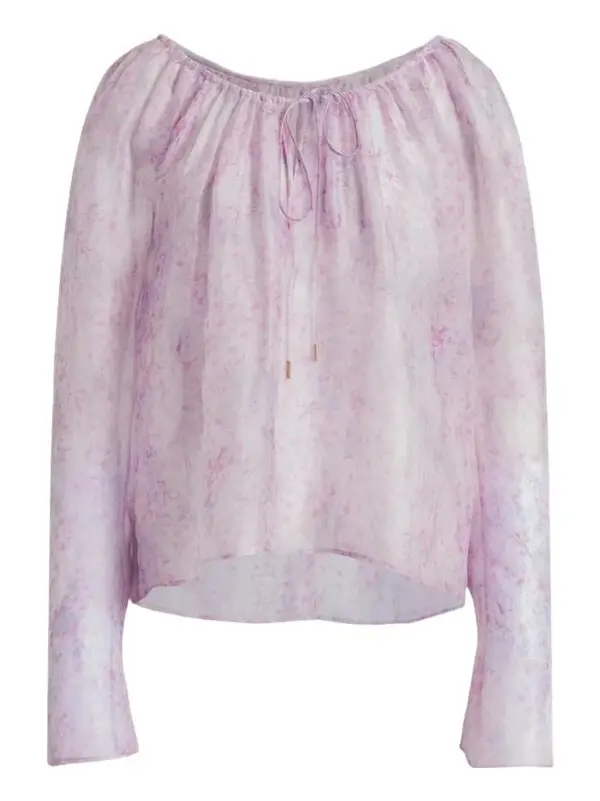 Alberta Ferretti Floral Print Silk Organza Blouse - Pink