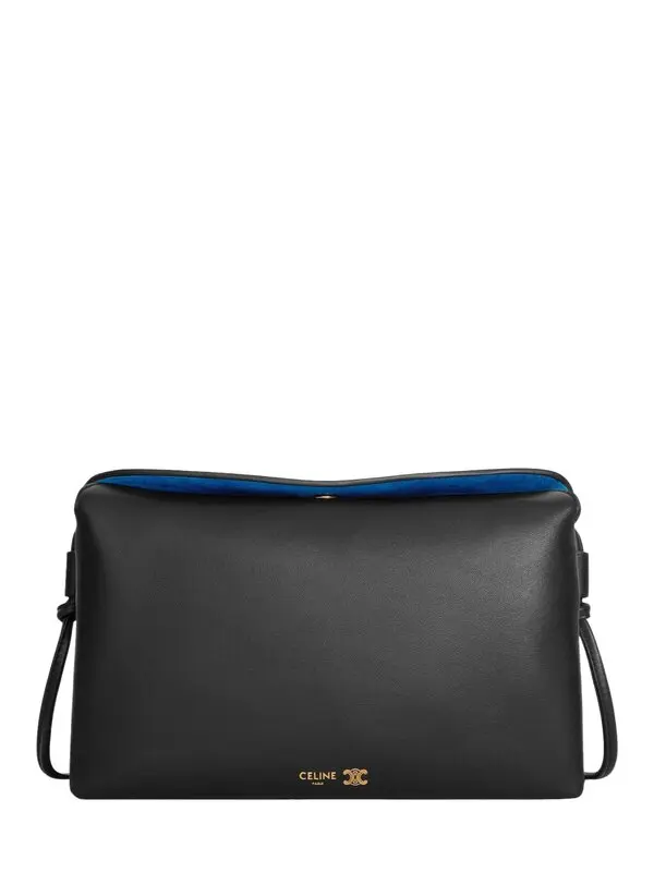 Celine Trio Flap Bag In Smooth Lambskin - Black