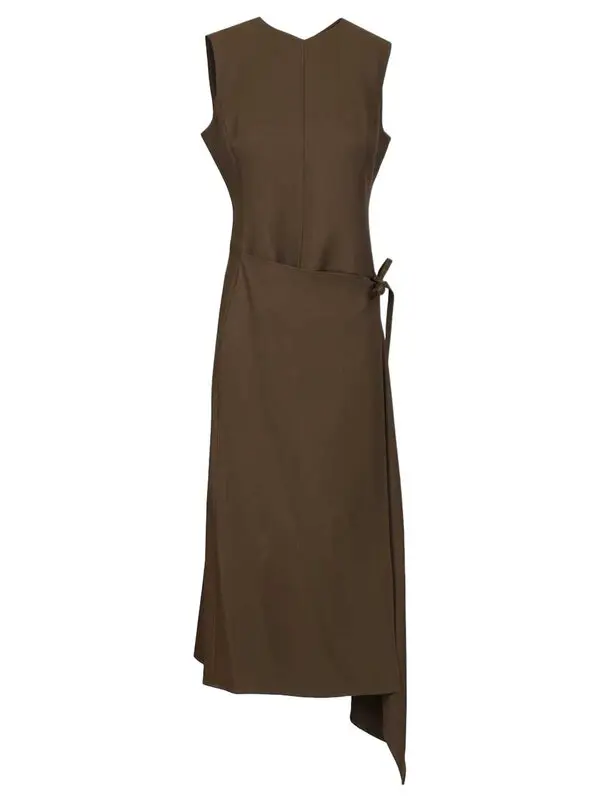 Tory Burch Sleeveless V-neck Wrap Asymmetrical Midi Dress - Green