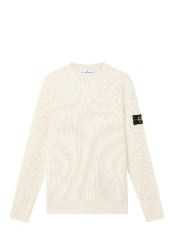 Stone Island Logo Patch Knitted Jumper - Ivory