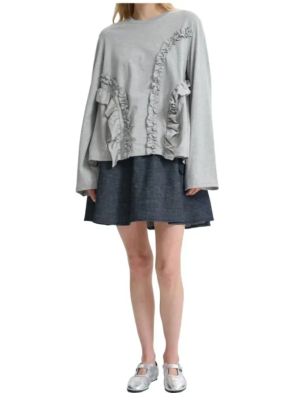 Cecilie Bahnsen Ruffled Long Sleeve Top - Grey