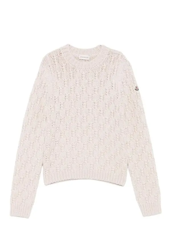 Moncler Textured Wool Crew Neck Sweater - Beige