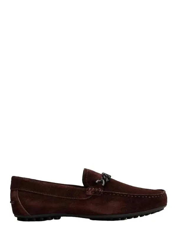 Emporio Armani Suede Loafers With Chain Detailing - Black