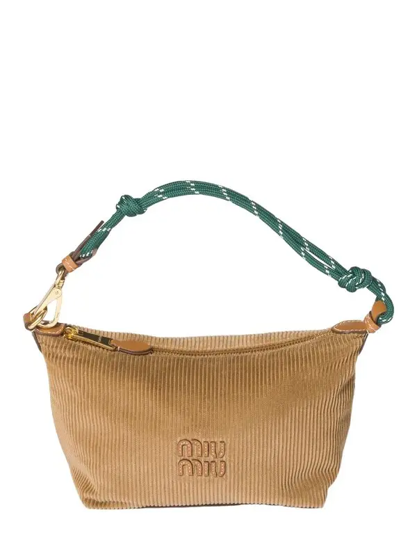 Miu Miu Corduroy Clutch With Logo Detail - Brown
