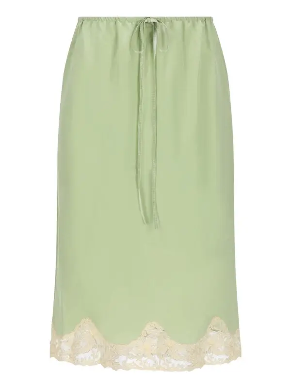 Saint Laurent Lace Trim Drawstring Skirt - Green