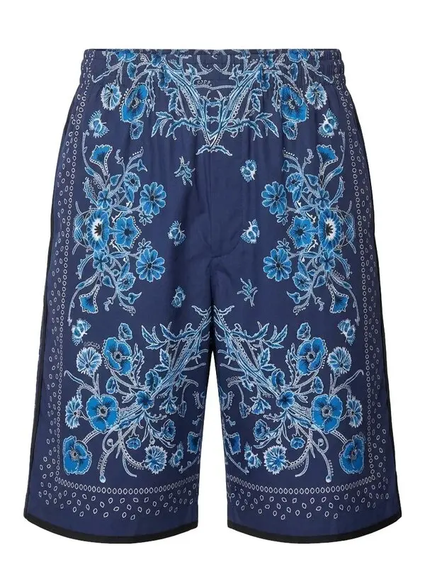 Gucci Printed Cotton Poplin Shorts - Blue