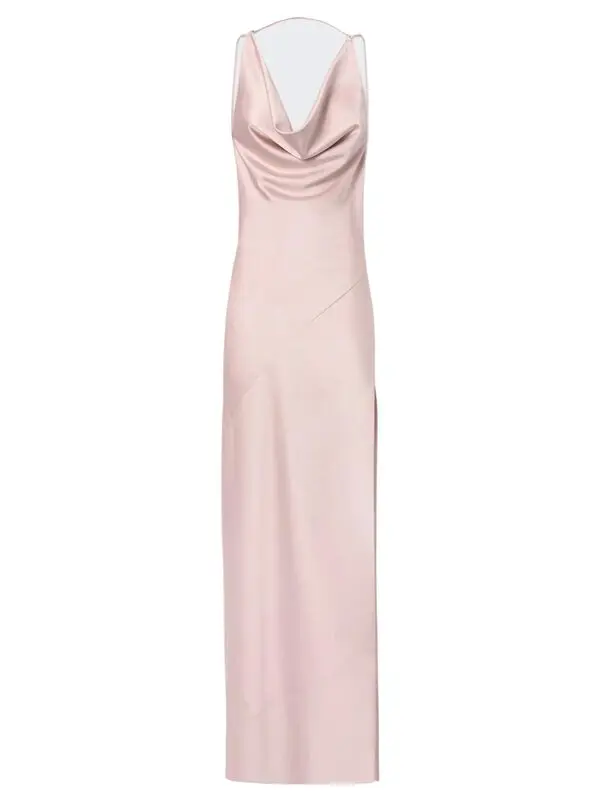 Andamane Vera Cowl Neck Side Slit Maxi Dress - Nude