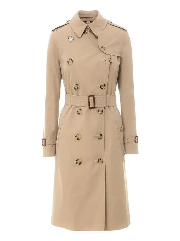 Burberry Kensington Heritage Double Breasted Belted Trench Coat - Nude