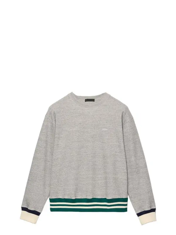 Prada Logo Embroidered Fleece Sweatshirt - Grey