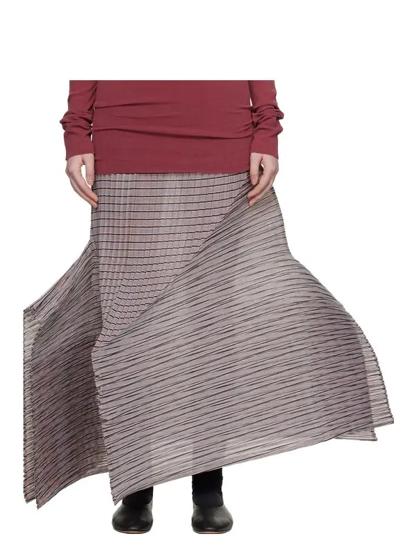 Issey Miyake Striped Pleated Skirt - Gray