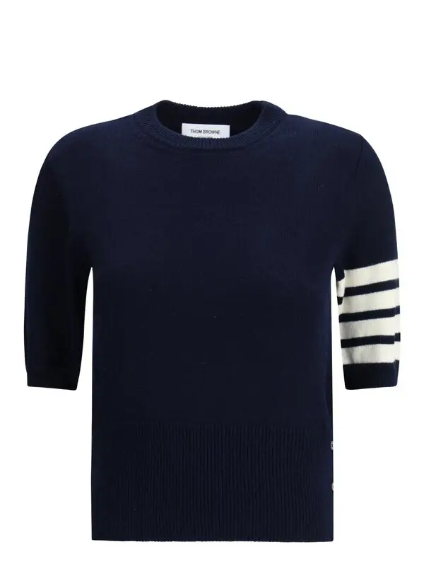 Thom Browne Knit Jumper With Horse Motif And Signature Stripes - Navy Blue