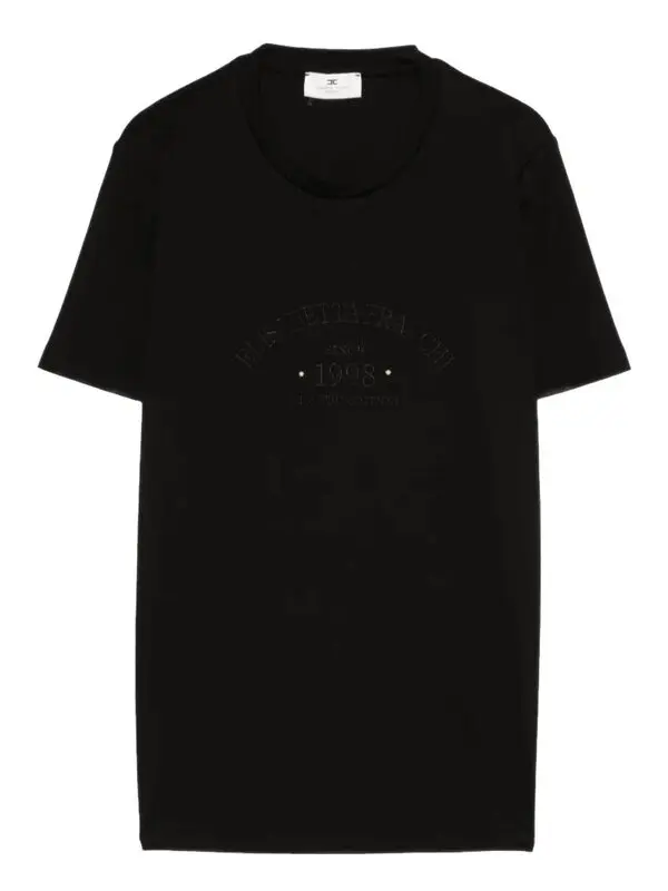Elisabetta Franchi Logo Detailed Crewneck T-shirt - Black