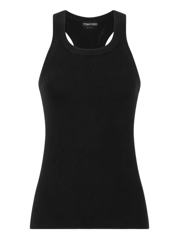 TOM FORD Ribbed Knit Crew Neck Vest - Black