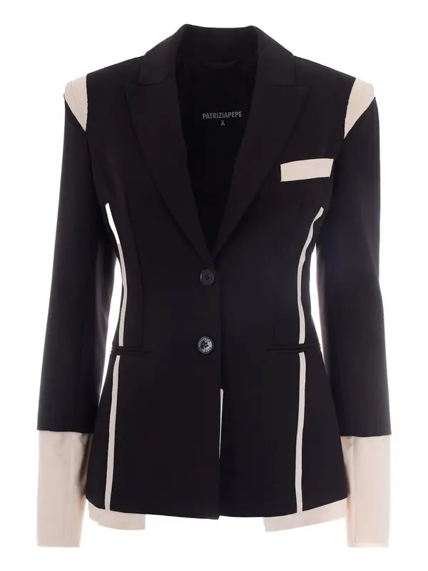 Patrizia Pepe Color-blocked Slim-fit Jacket - Black
