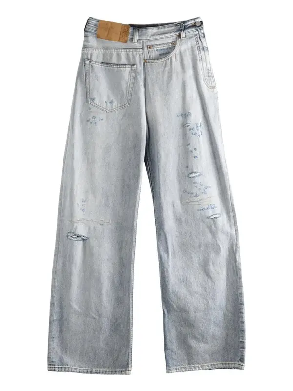 MAISON MARGIELA Distressed Logo Patch Jeans - Gray
