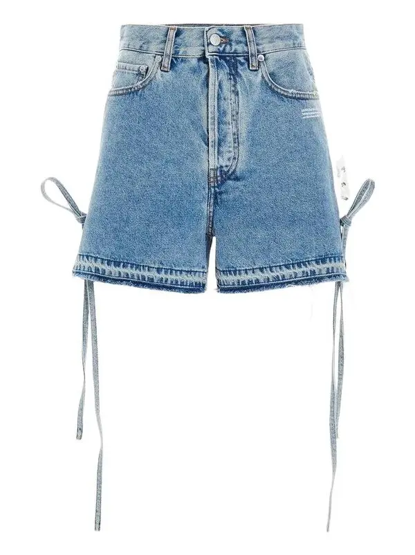 Off-White Side Tie Denim Shorts - Blue